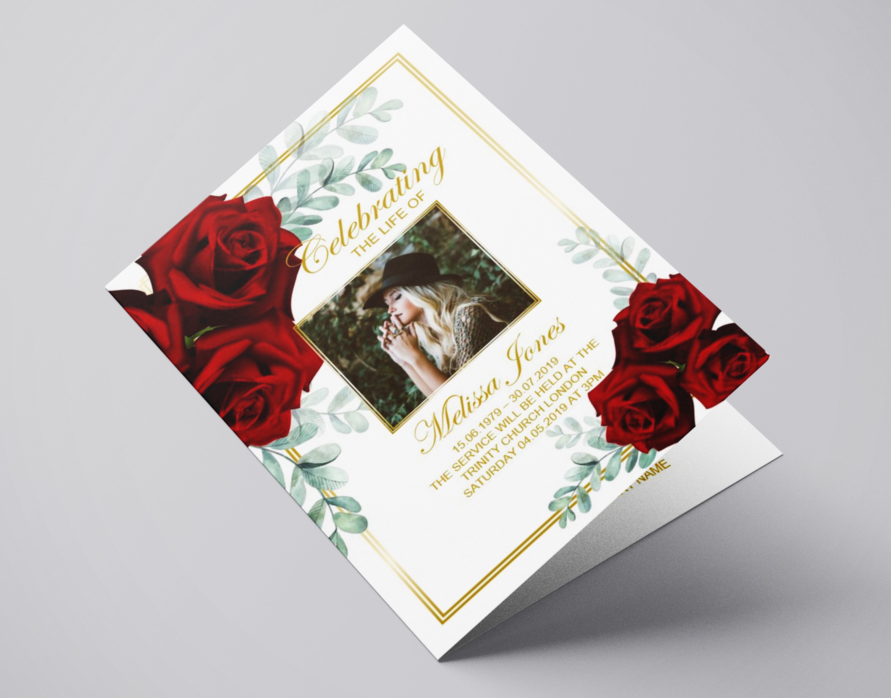 4 Page Red Gold Funeral Program Template Celebration of Life - Etsy Canada