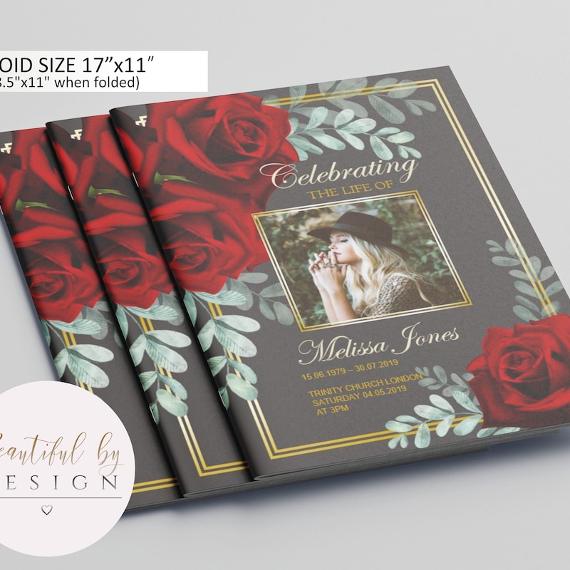 Funeral Program Red and Black - Etsy