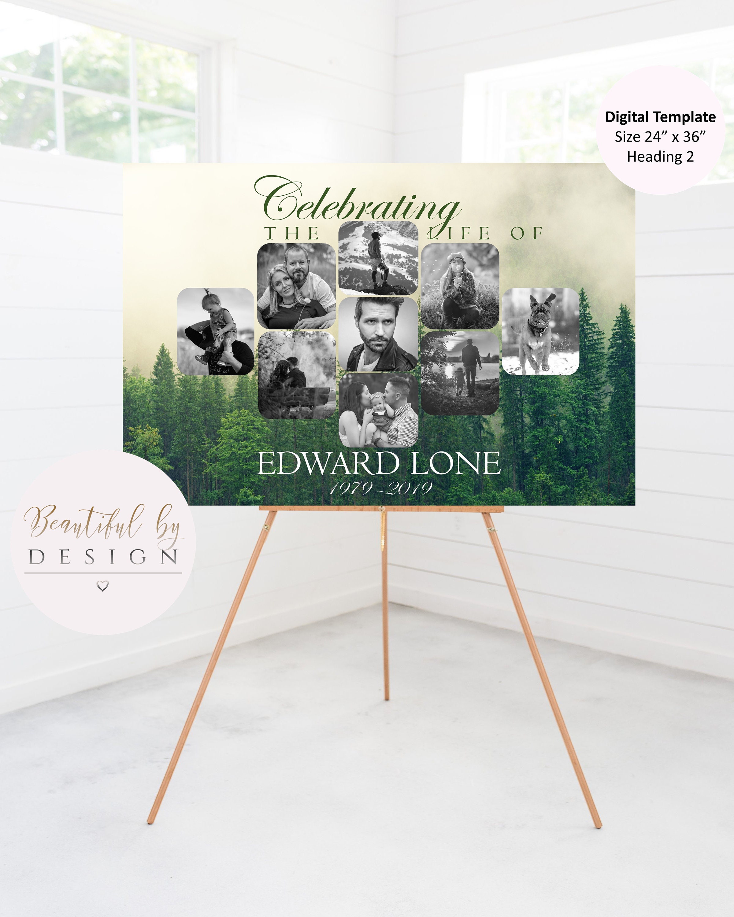 Forest Memorial Photo Collage Template and 4 Page Funeral | Etsy
