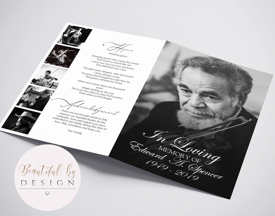 4 Page Photo Funeral Program Template for Men Celebration of - Etsy