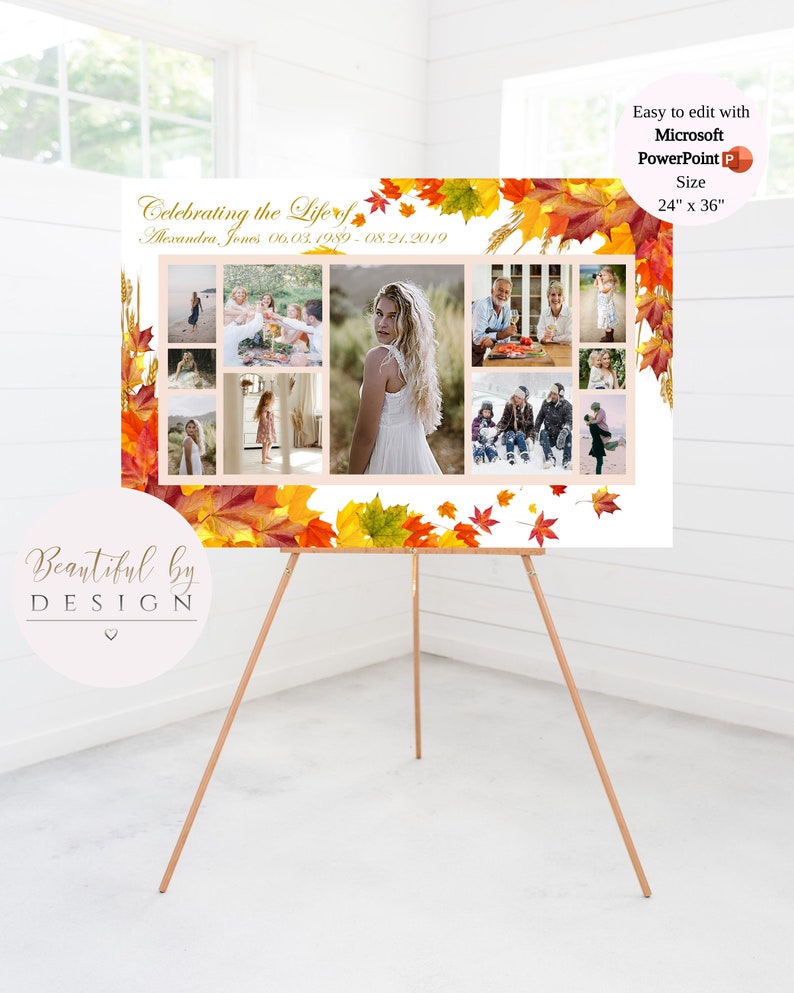 Fall autumn Memorial Photo Collage Template Large Memorial - Etsy