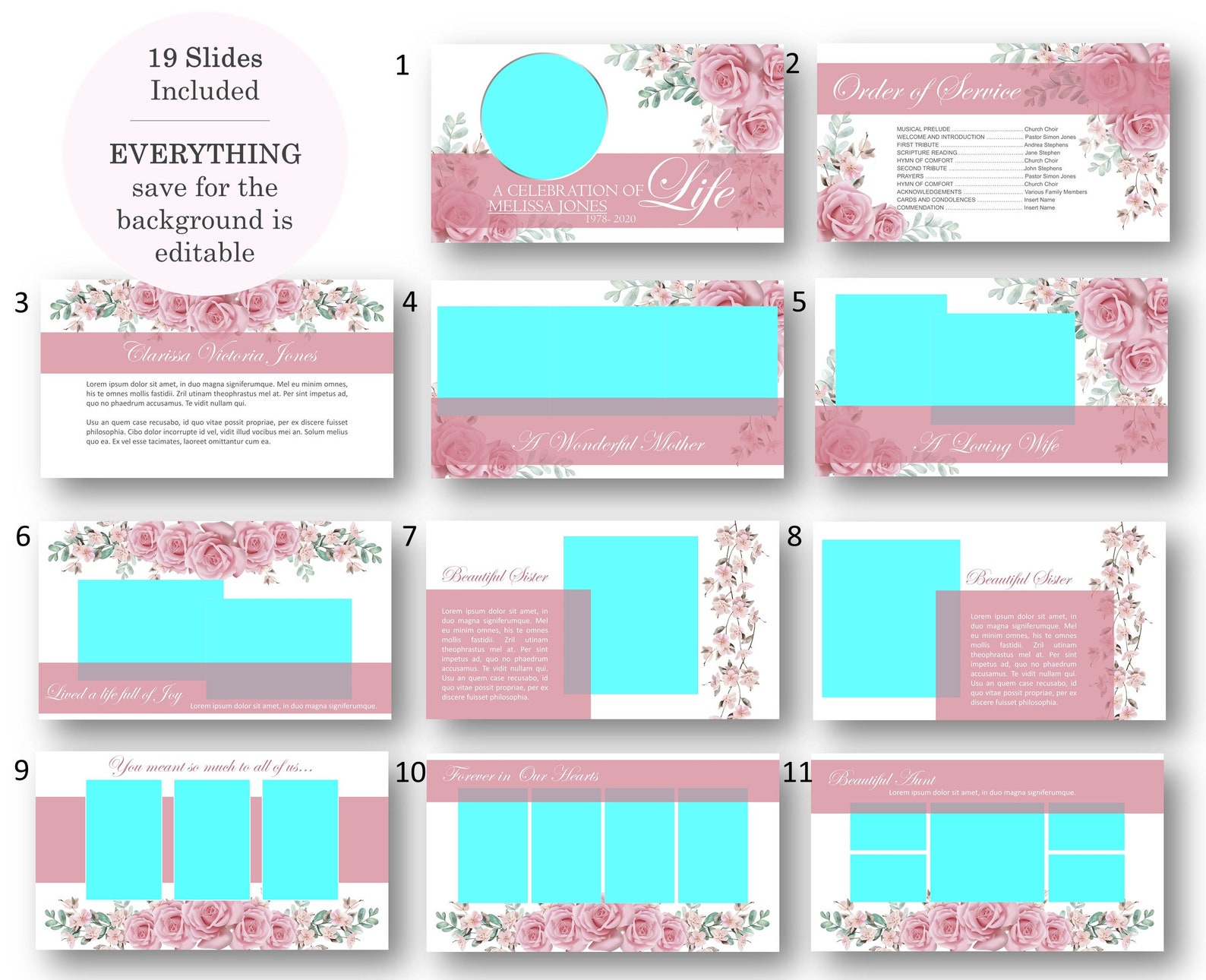 Powerpoint Presentation Template With Pink Flowers Funeral - Etsy