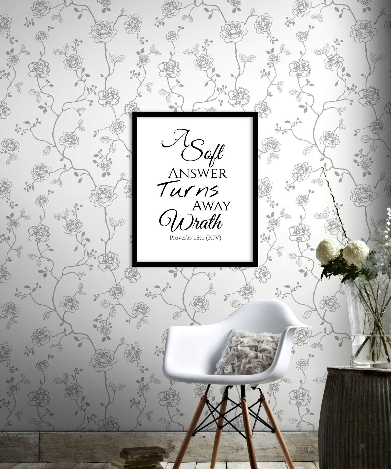 A soft answer turns away wrath print black typography wall | Etsy