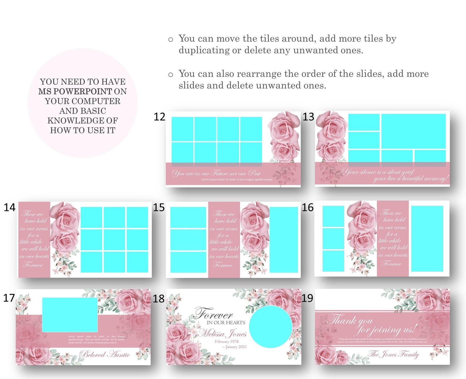 Powerpoint Presentation Template With Pink Flowers Funeral - Etsy