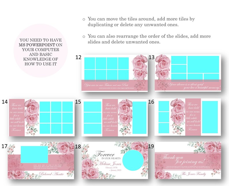 Powerpoint Presentation Template With Pink Flowers Funeral - Etsy