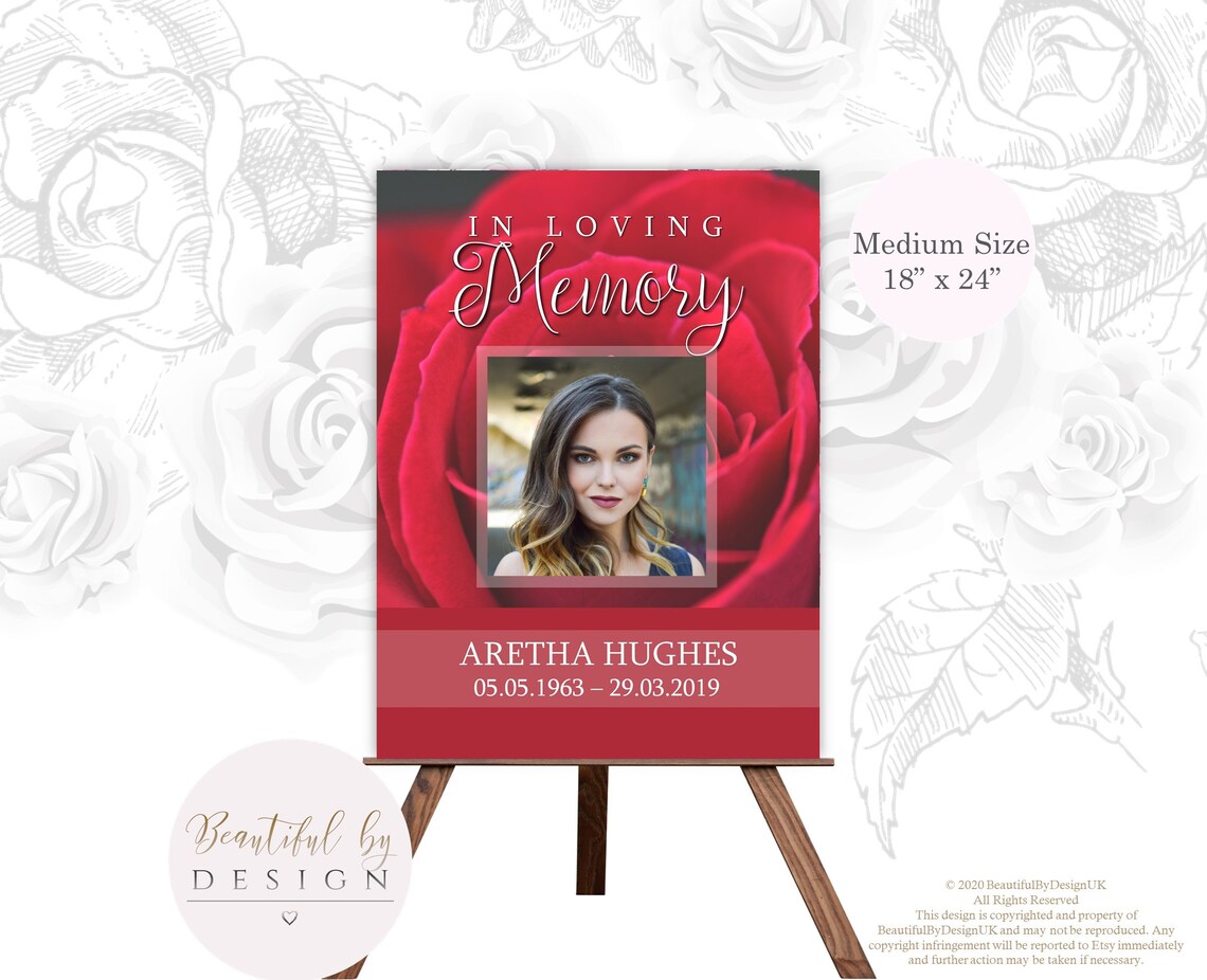 Red Rose Welcome Sign Template for Women in Loving Memory - Etsy UK