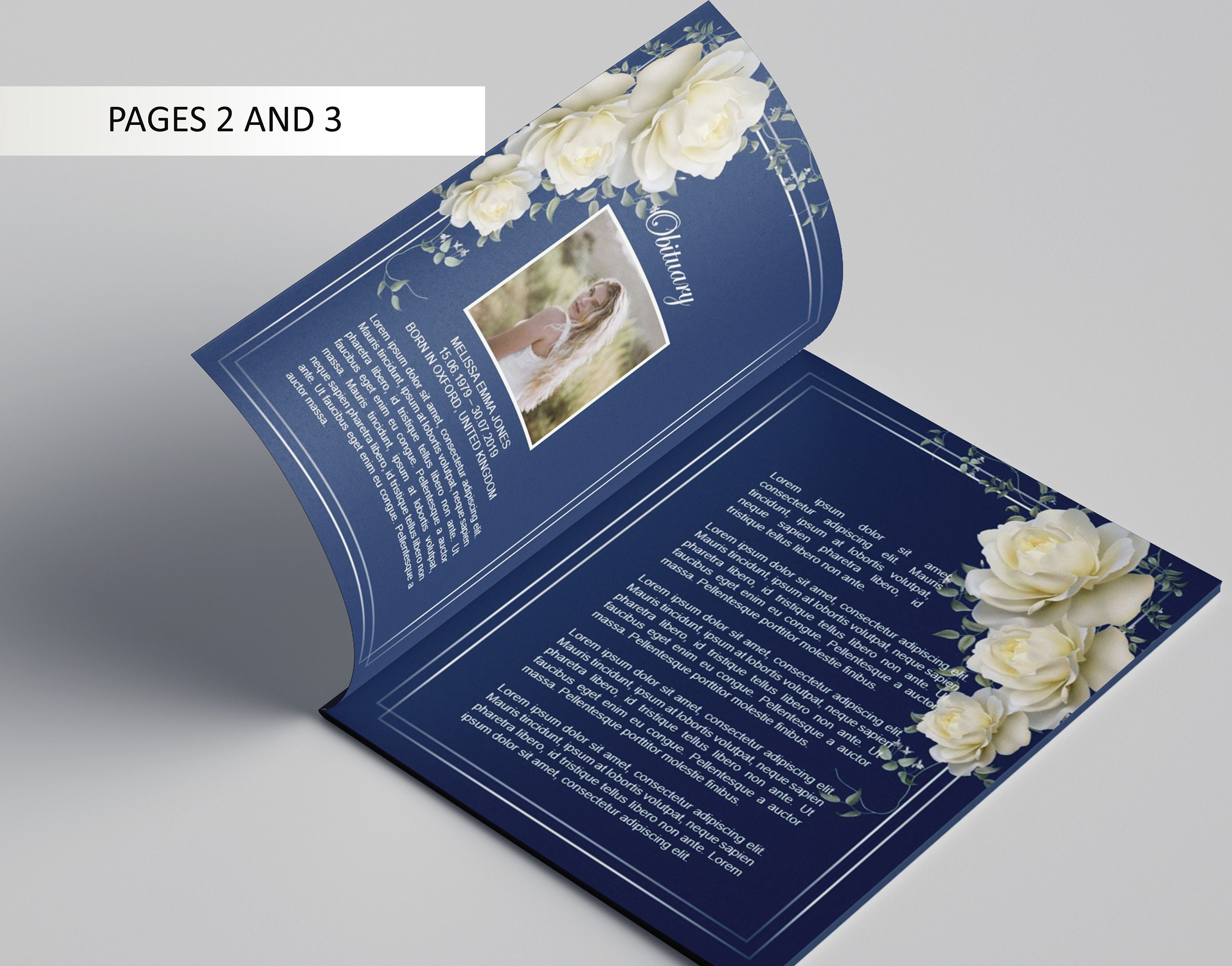 8 Page Elegant Navy Funeral Program Template Celebration of - Etsy
