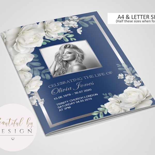 Blue Funeral Template - Etsy