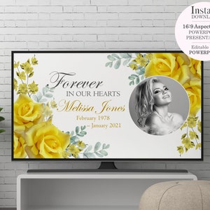 Powerpoint Presentation Template With Yellow Flowers, Funeral Slide ...