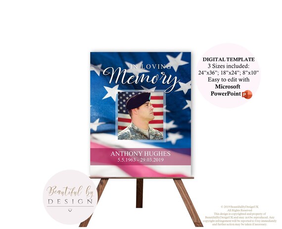 Military Funeral Welcome Sign Template In Loving Memory | Etsy