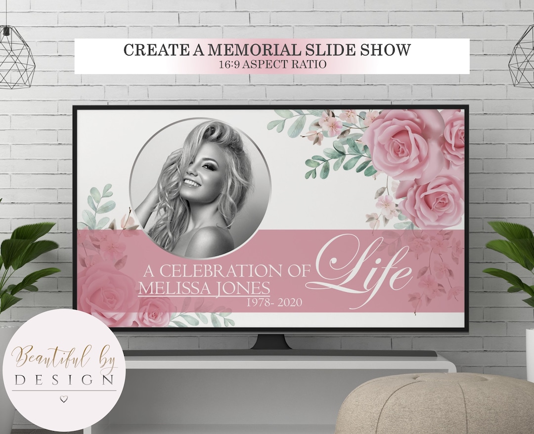 Powerpoint Presentation Template With Pink Flowers, Funeral Slide Show ...