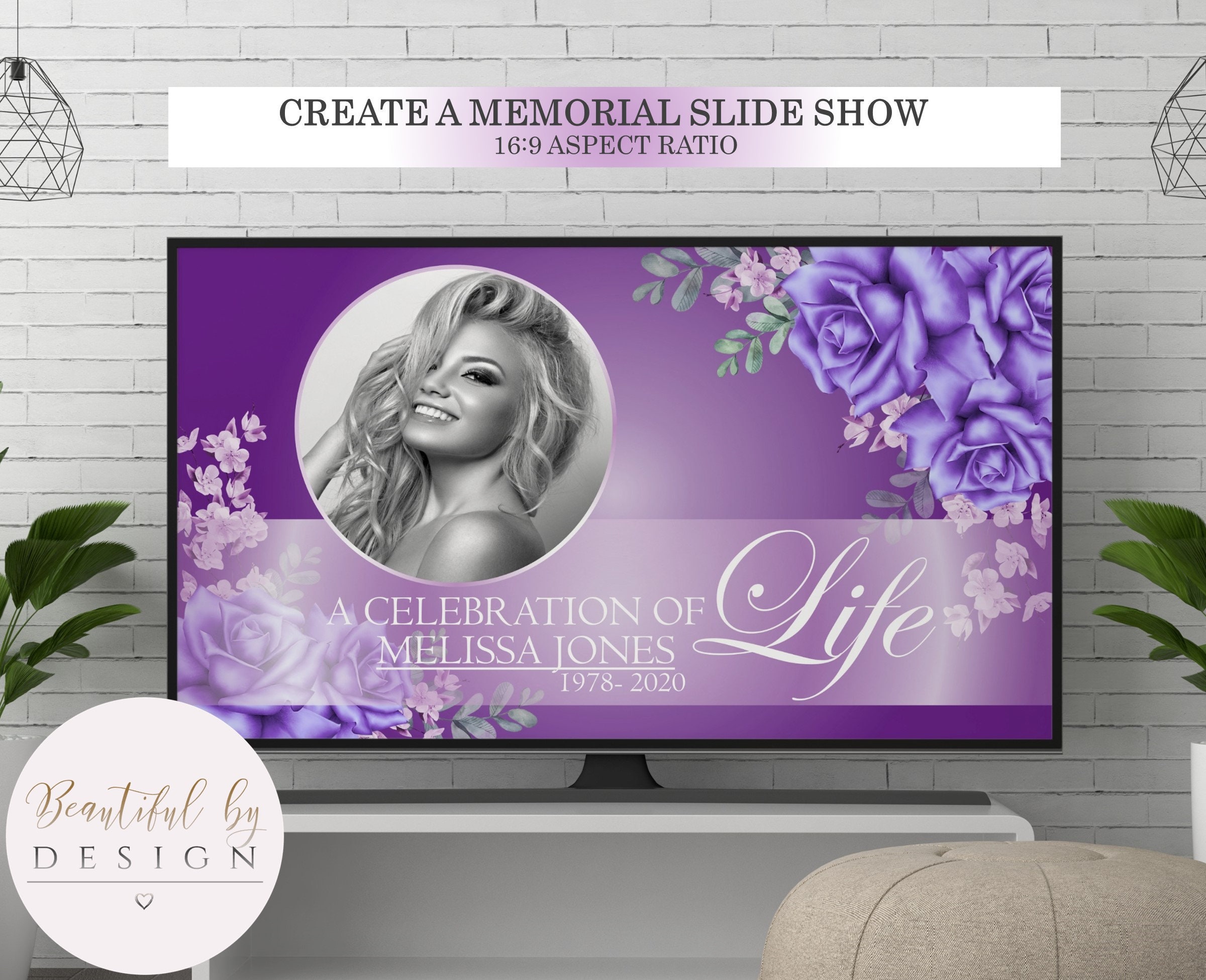 Purple and Lilac Powerpoint Presentation Template Funeral - Etsy