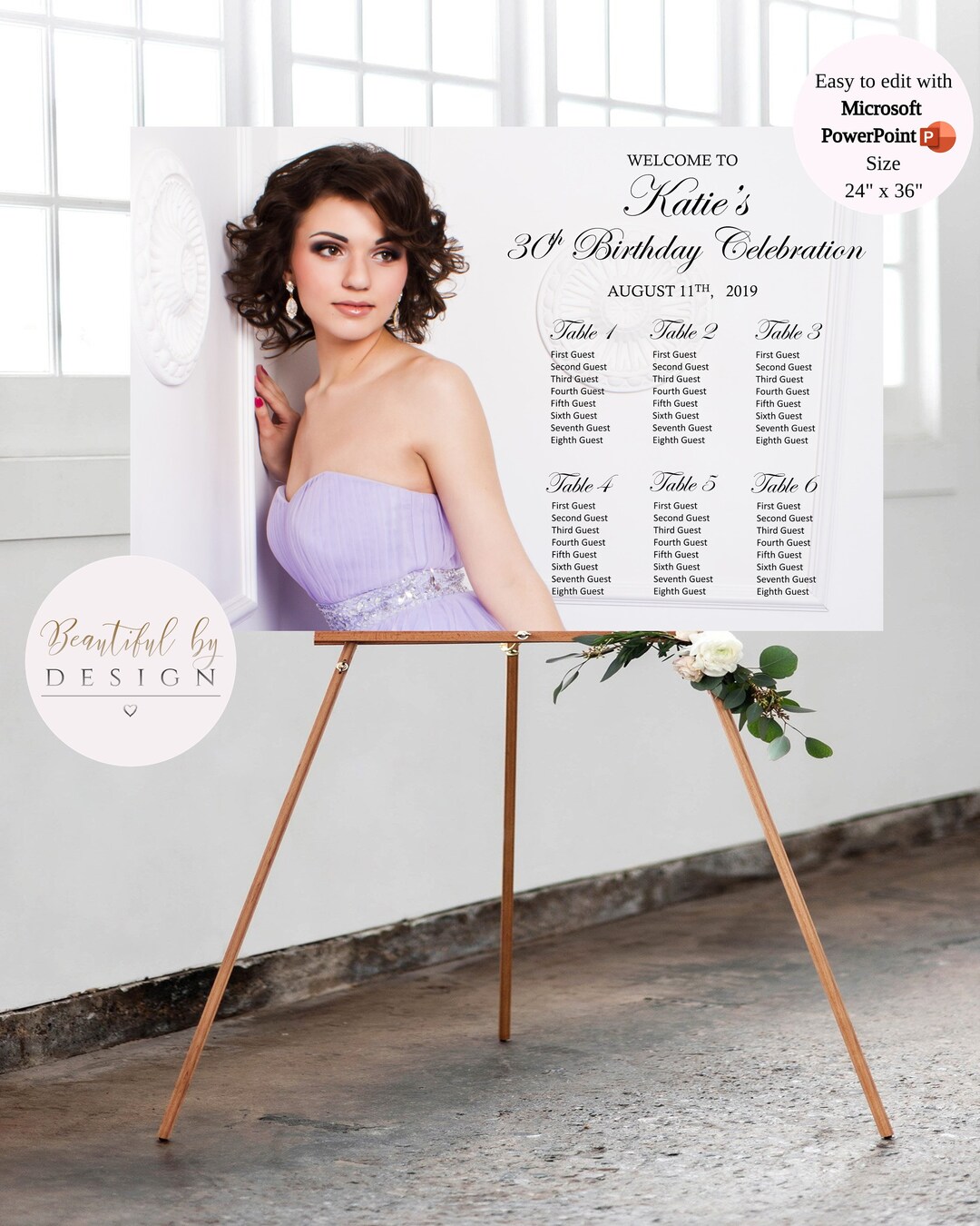 Photo Birthday or Retirement Celebration Seating Chart Template ...