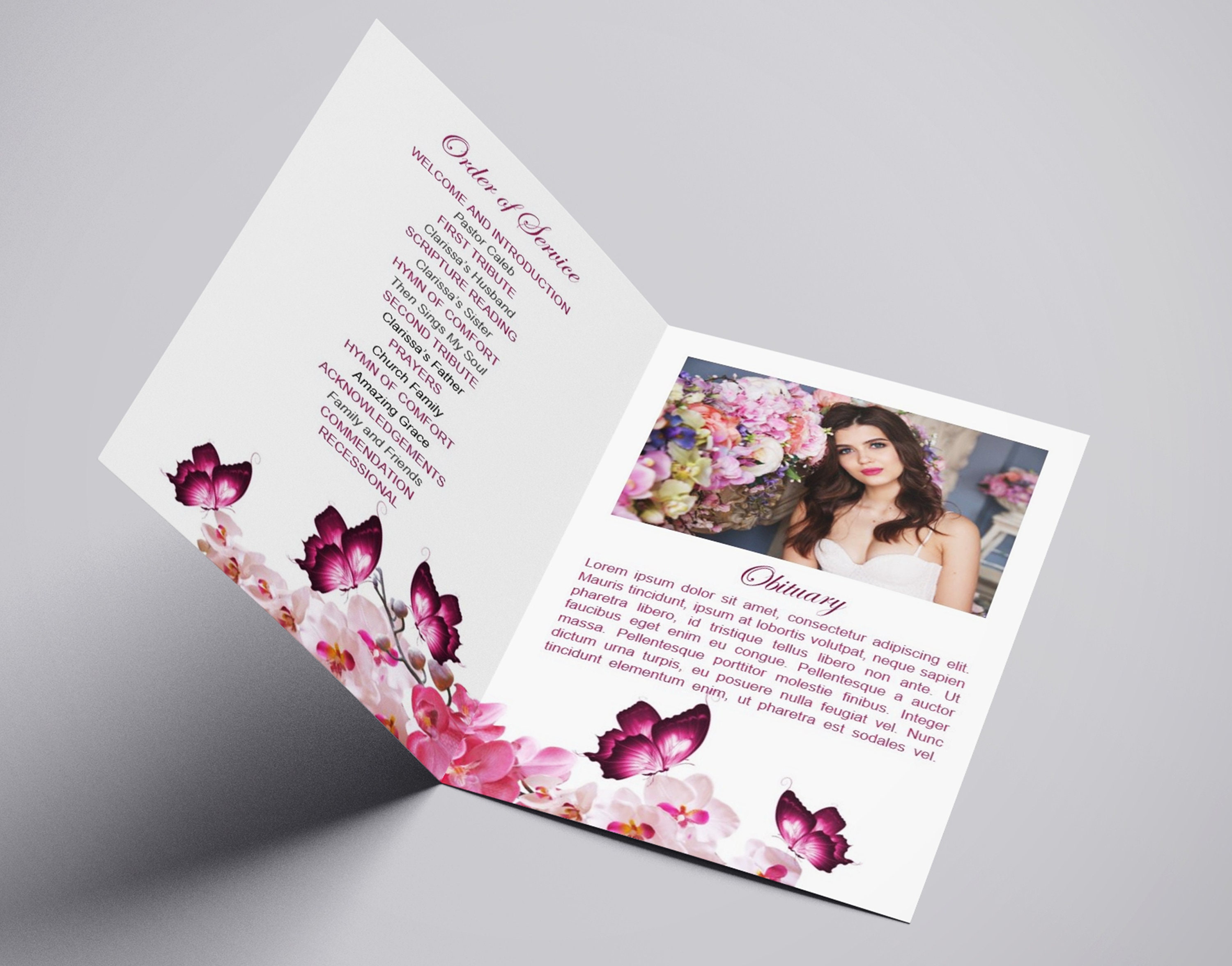 4 Page Floral Funeral Program Template for Women Celebration - Etsy