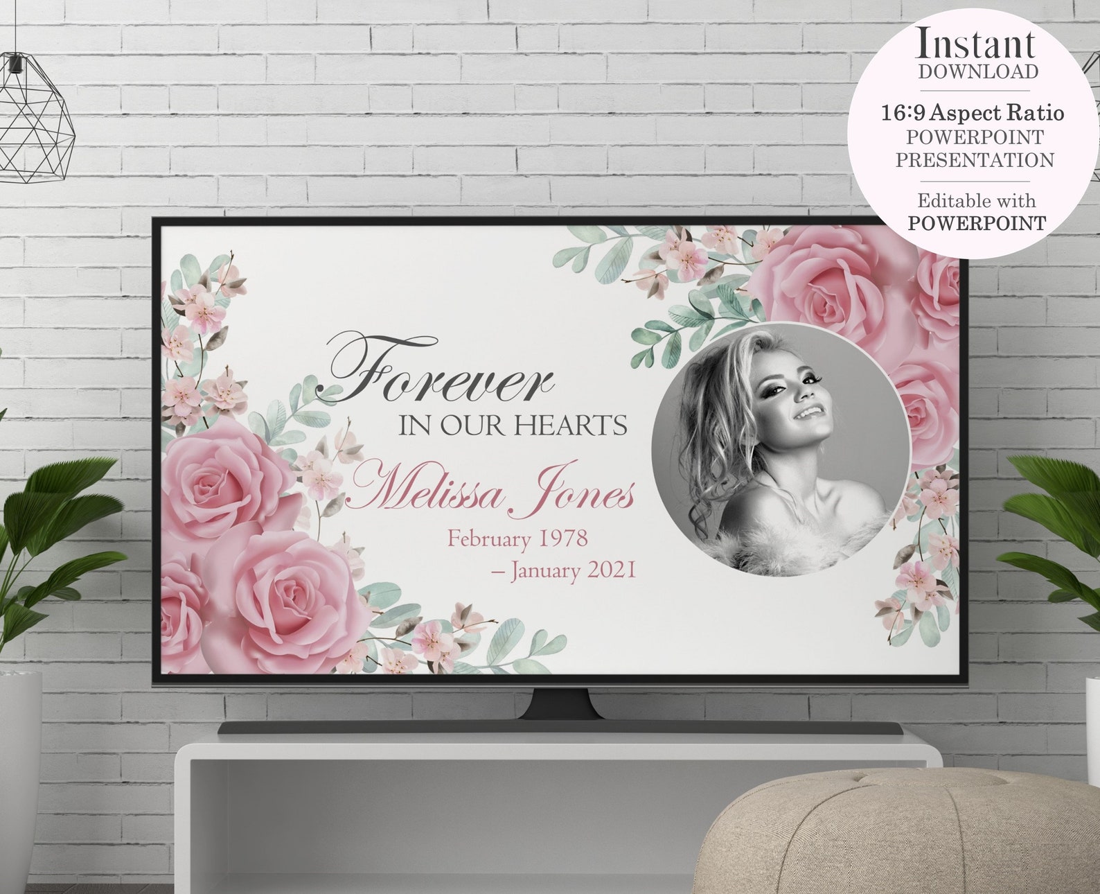 Powerpoint Presentation Template With Pink Flowers Funeral - Etsy