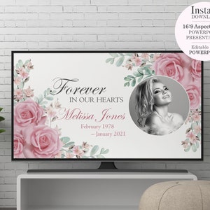 Powerpoint Presentation Template With Pink Flowers, Funeral Slide Show ...