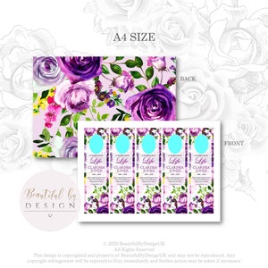 Purple Roses Funeral Bookmark With Photo, in Loving Memory, Sympathy ...