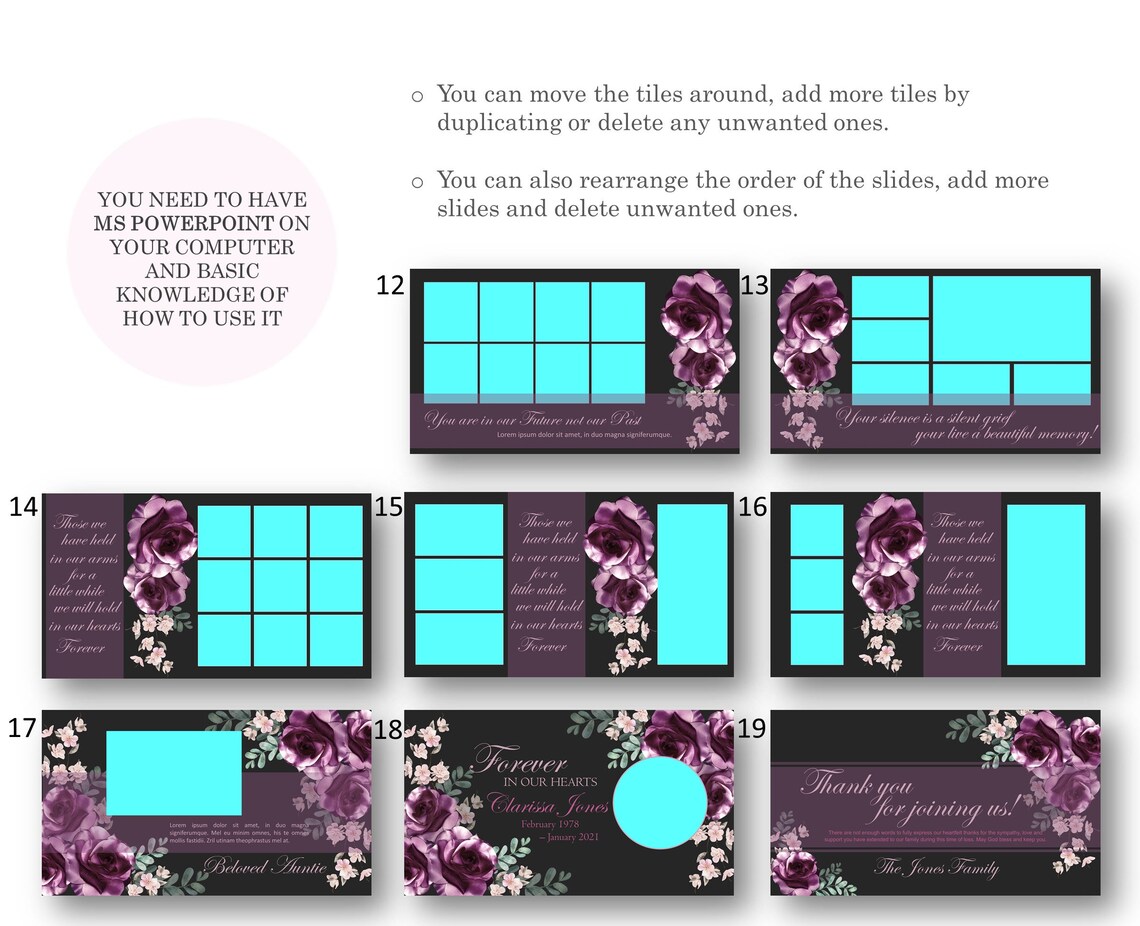 Purple Flowers Funeral Powerpoint Presentation, Funeral Slide Show ...