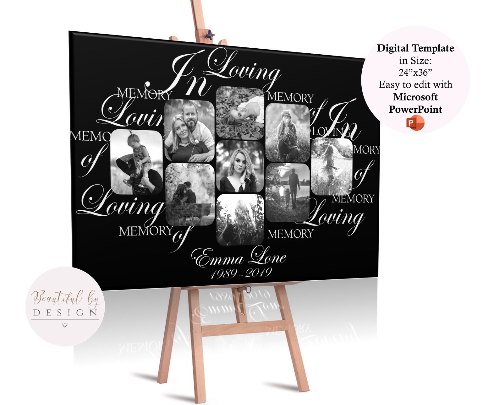 Calligraphy Memorial Photo Collage Template In Loving Memory | Etsy