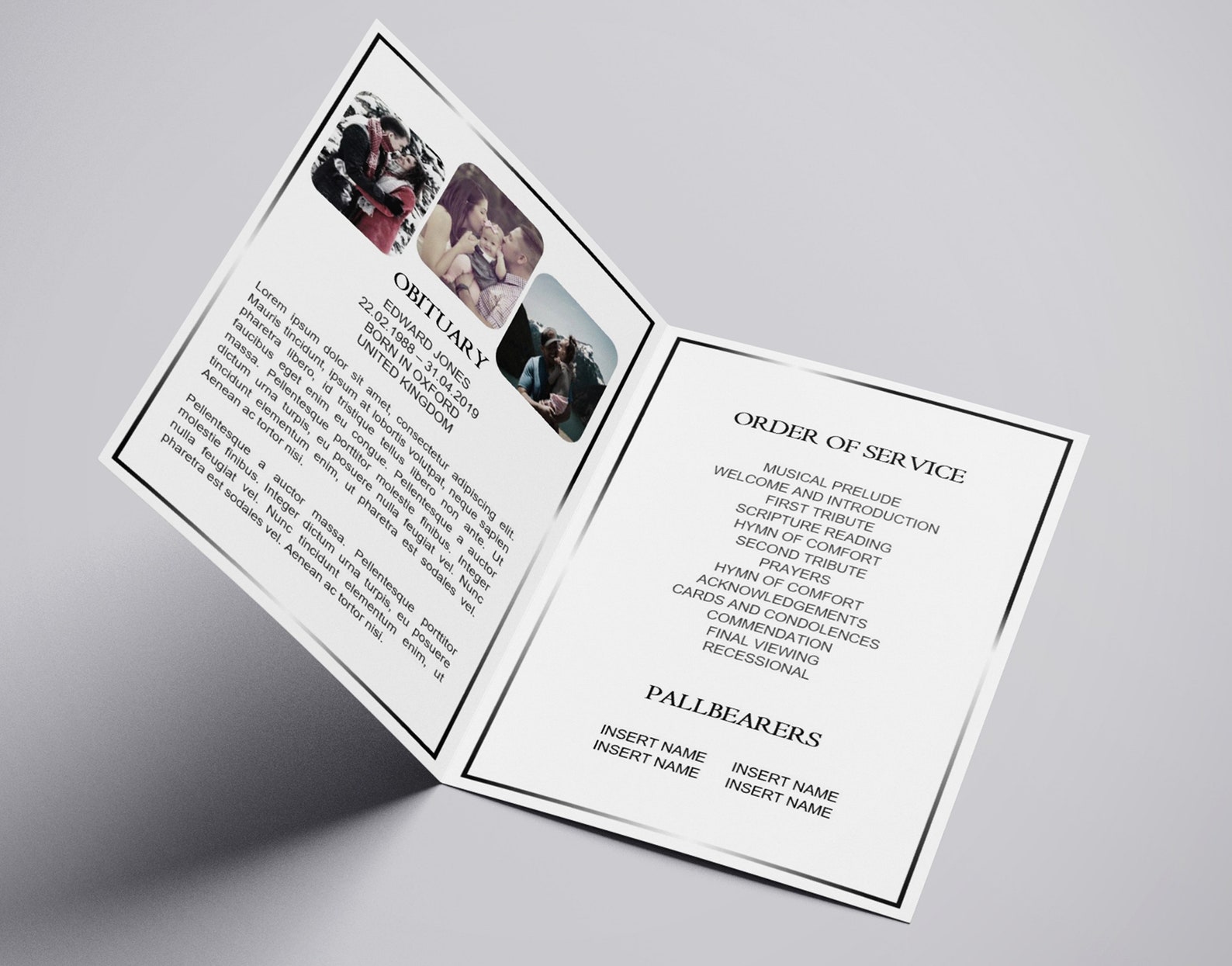 Funeral Program Template Memorial Program Template for Men | Etsy