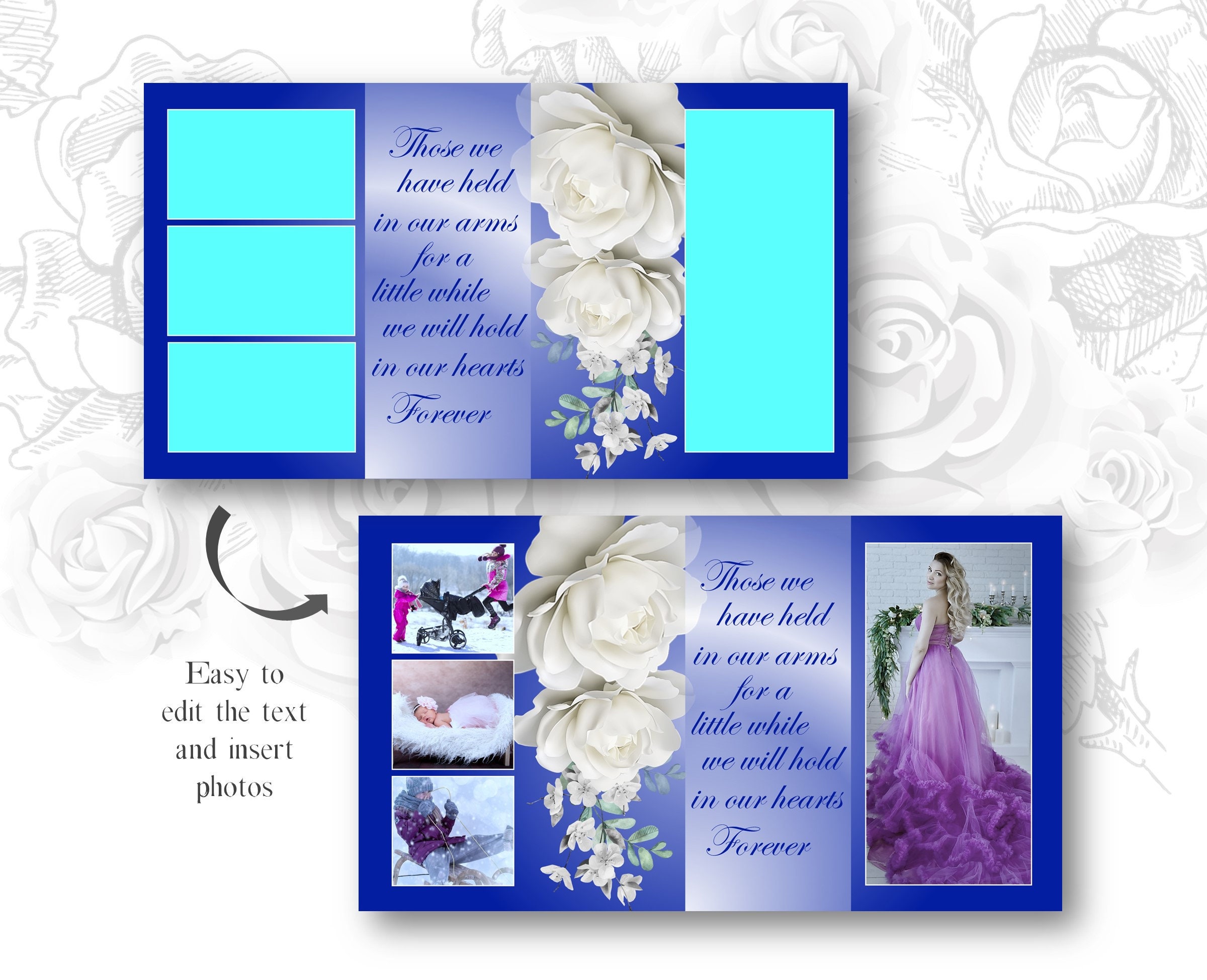 White Roses Royal Blue Background Powerpoint Presentation - Etsy