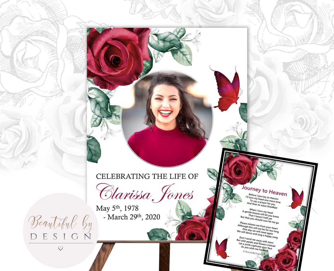 Funeral Welcome Sign Template and Keepsake Green flowers and | Etsy