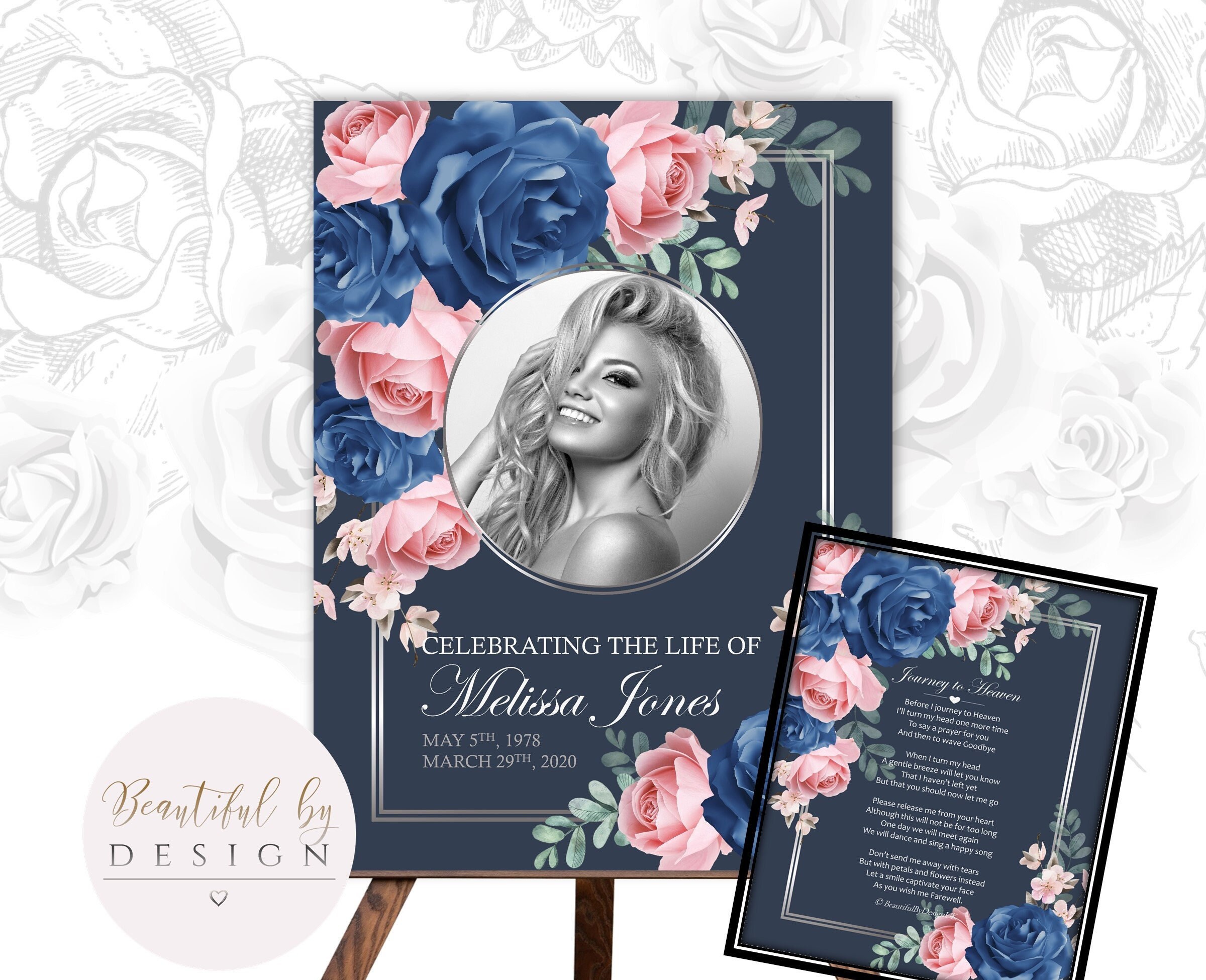 Funeral Welcome Sign Template and Keepsake Blue and Pink - Etsy