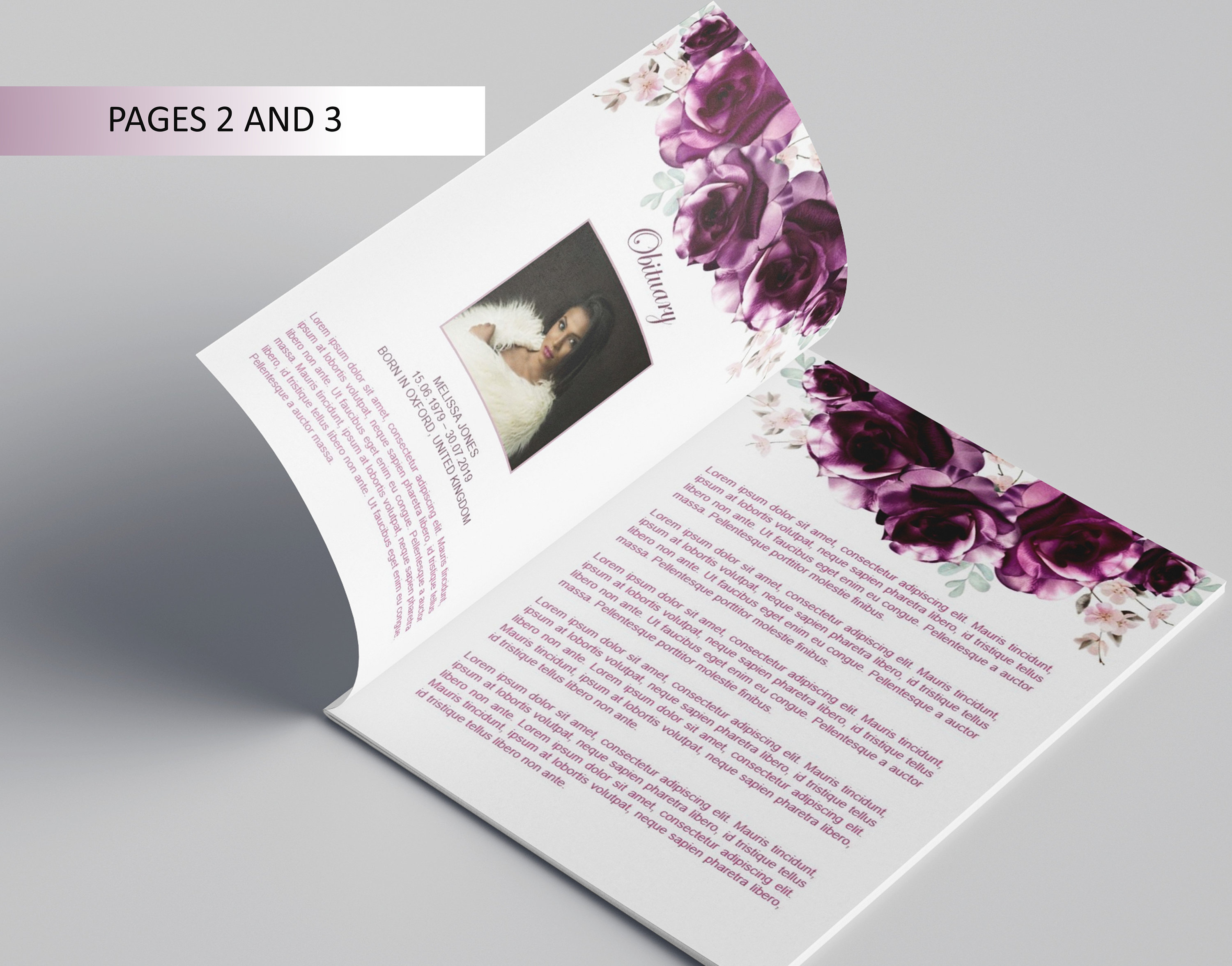 8 Page Purple Funeral Program Template in Tabloid Size - Etsy