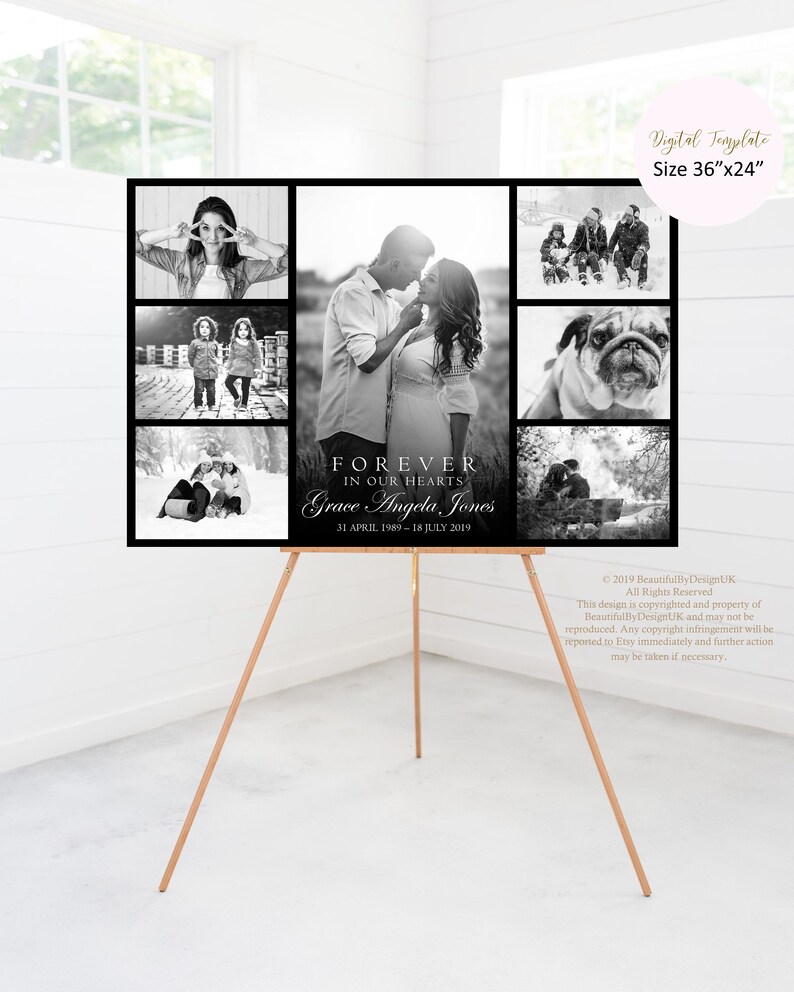 7 Photo Memorial Photo Collage Template Large Memorial Sign - Etsy