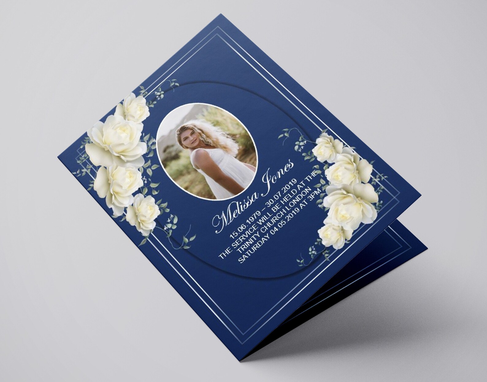 4 Page Elegant Navy Funeral Program Template Celebration of | Etsy UK