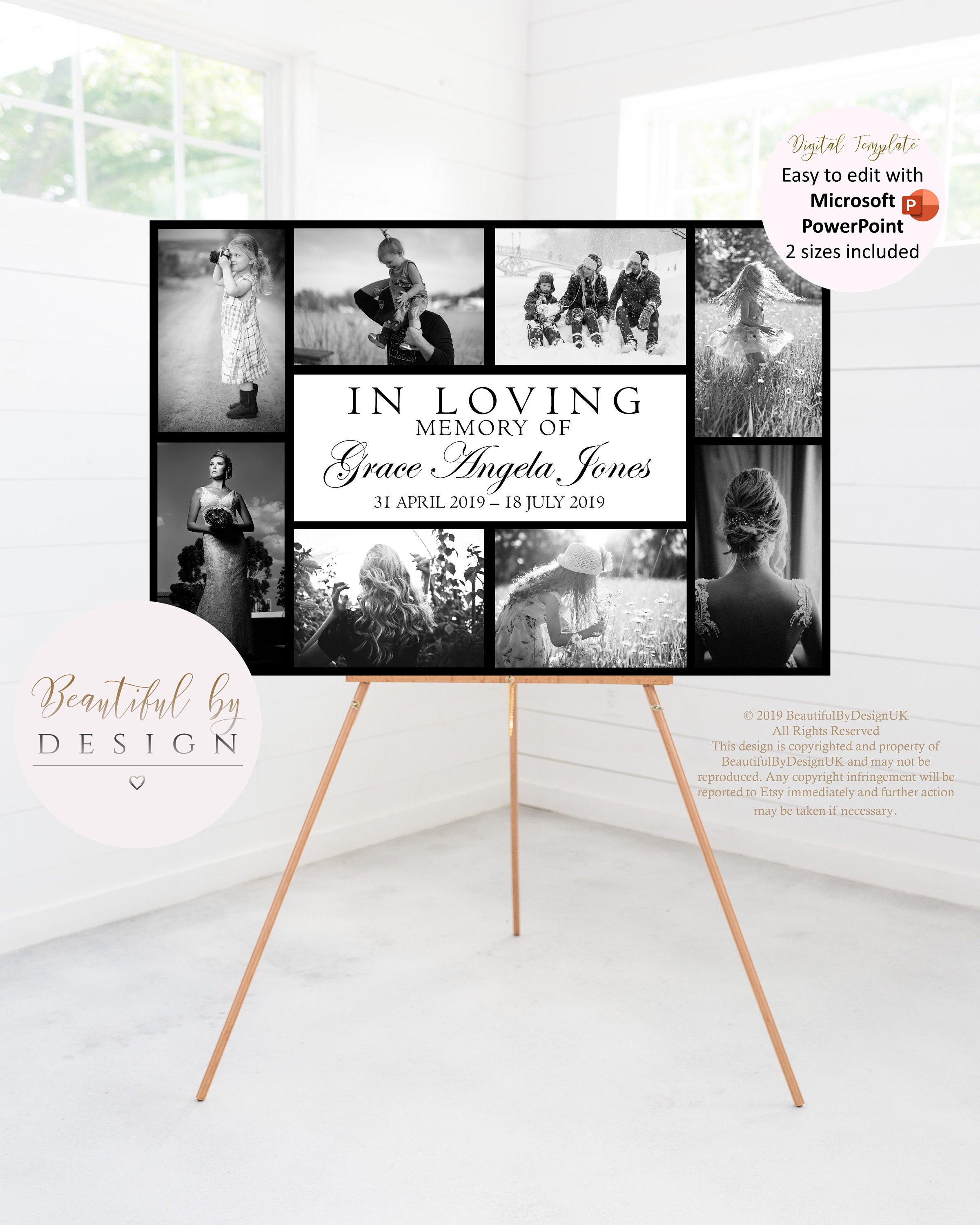 Memorial Photo Collage Template in Two Sizes Large Memorial | Etsy