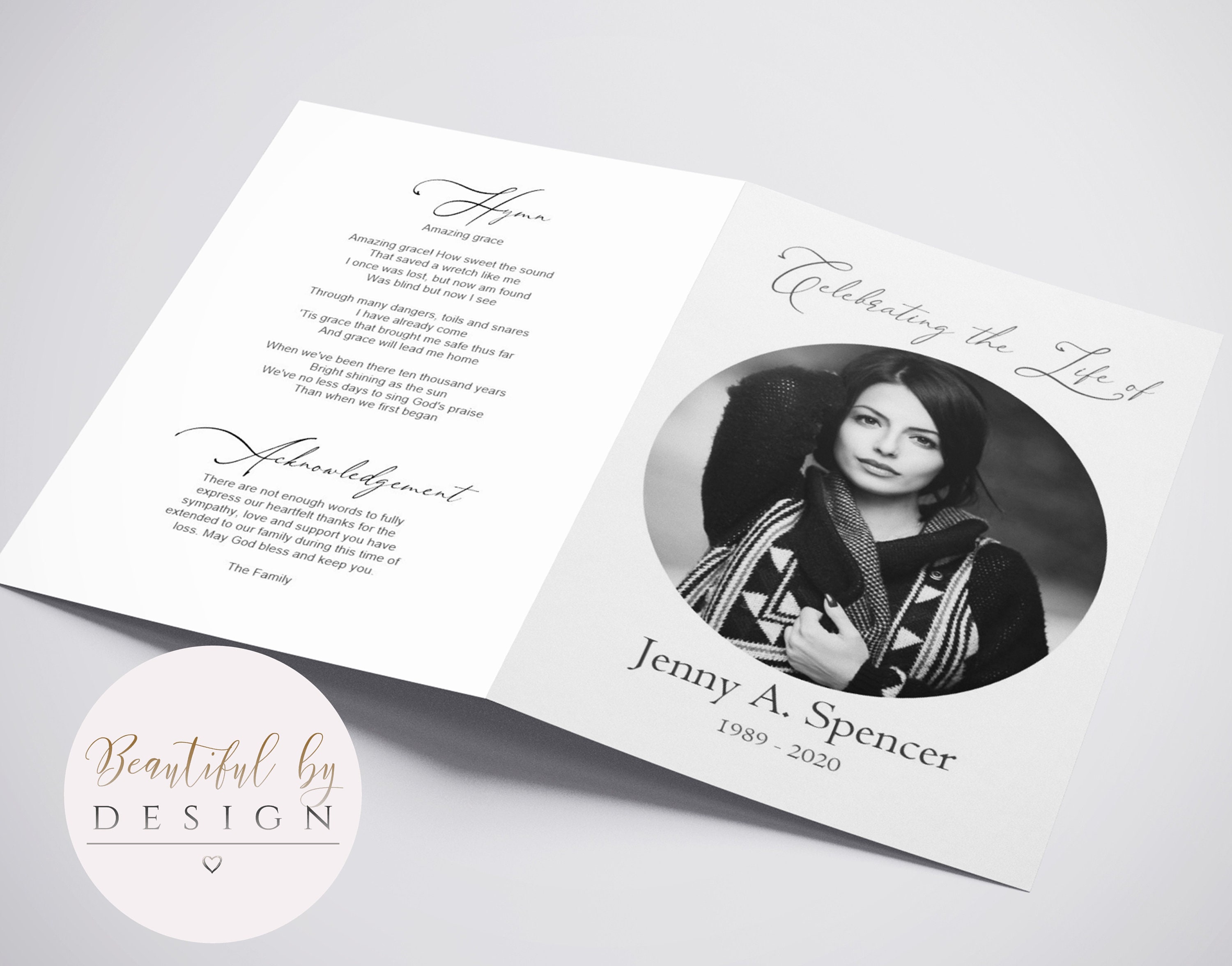 4 Page Photo Funeral Program Template Celebration of Life | Etsy