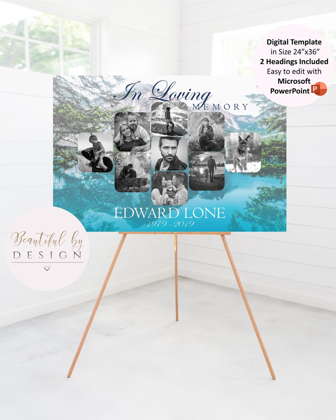 Lake Forest Photo Collage Template for Men Large Memorial - Etsy