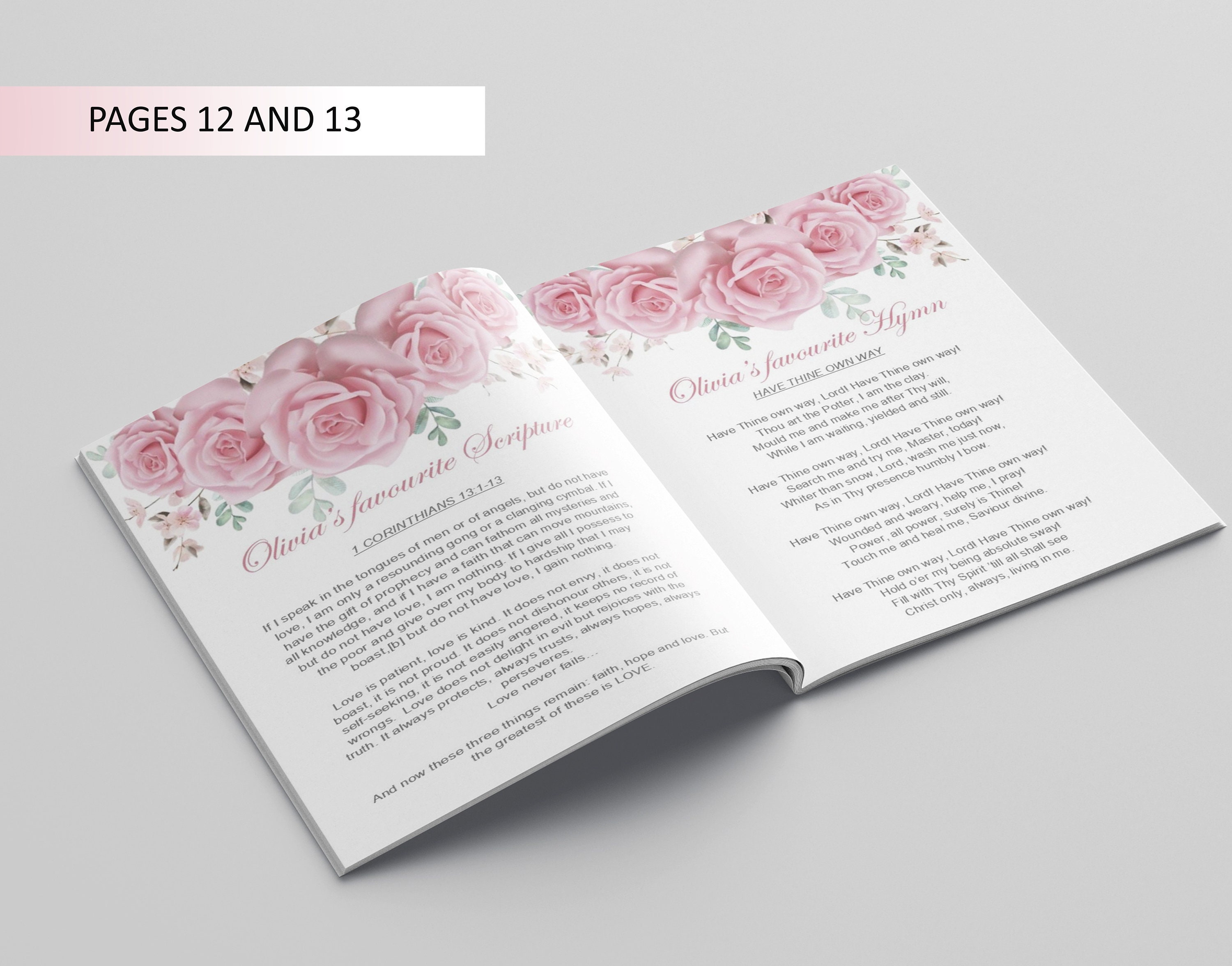 16 Page Pink Flowers Funeral Program Template Celebration of - Etsy
