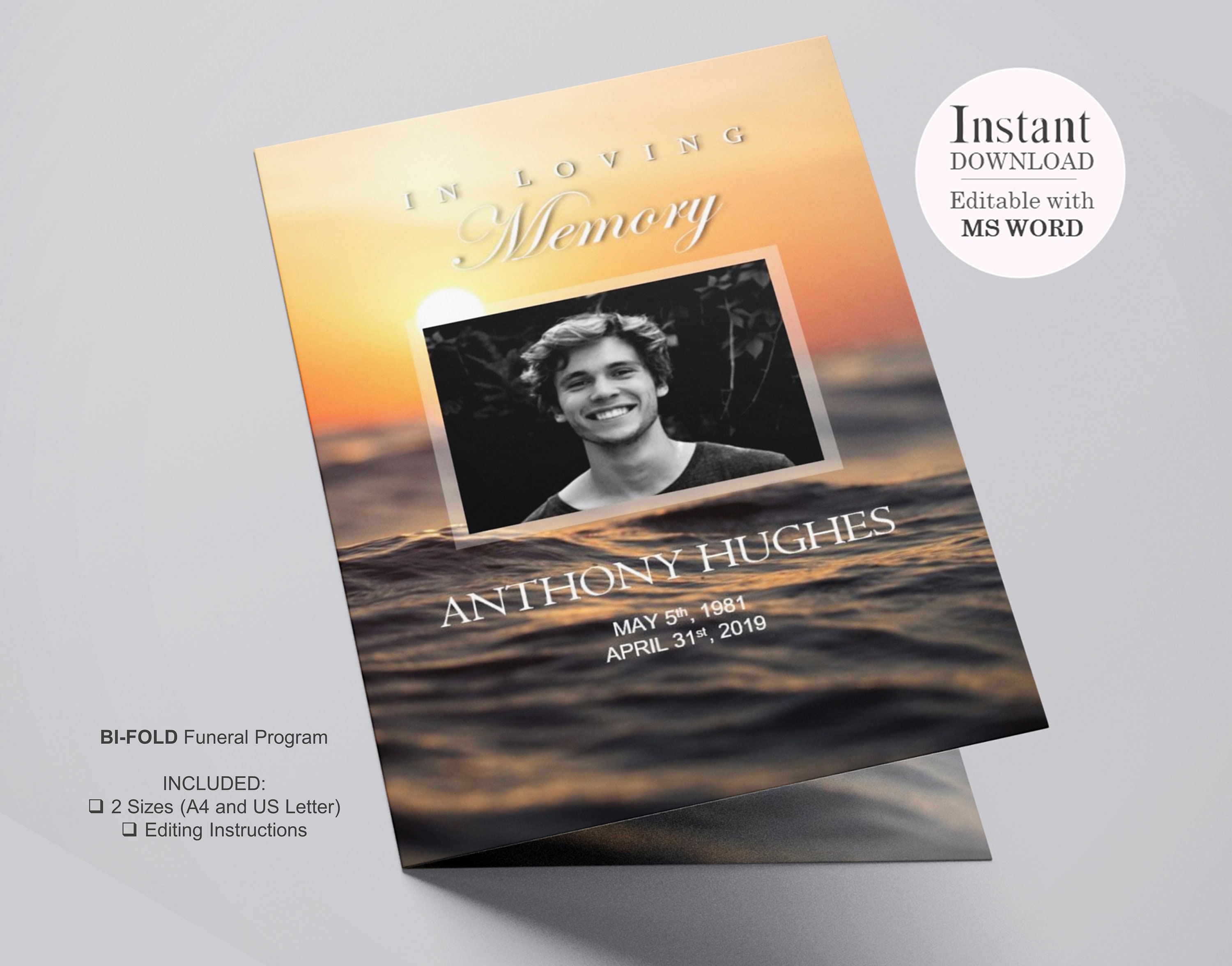 4 Page Sunset Funeral Program Template Celebration of Life - Etsy