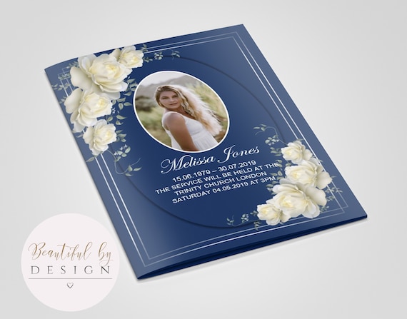 8 Page Elegant Navy Funeral Program Template Celebration of - Etsy