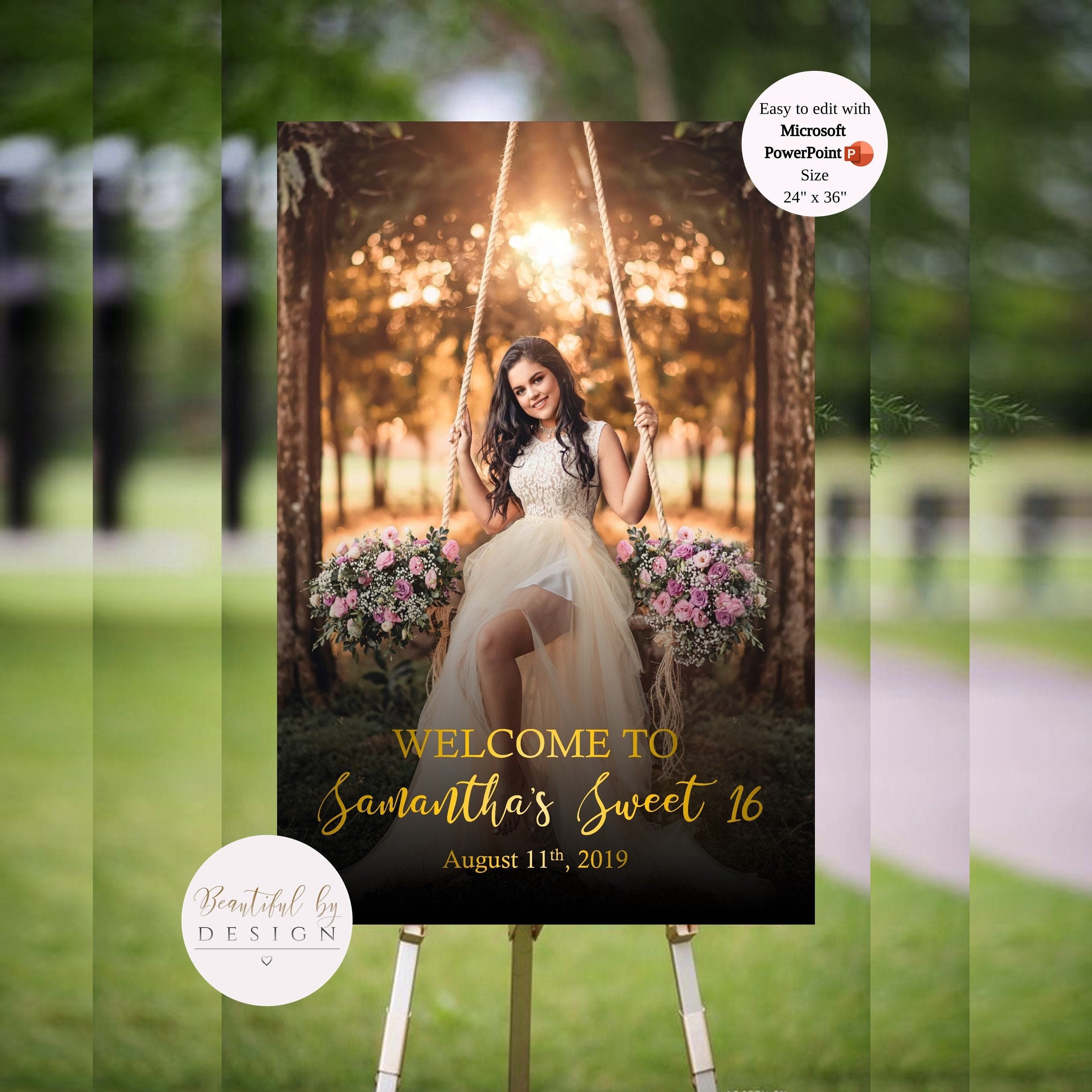 Photo Birthday Welcome Sign Template Editable With Powerpoint, Birthday ...