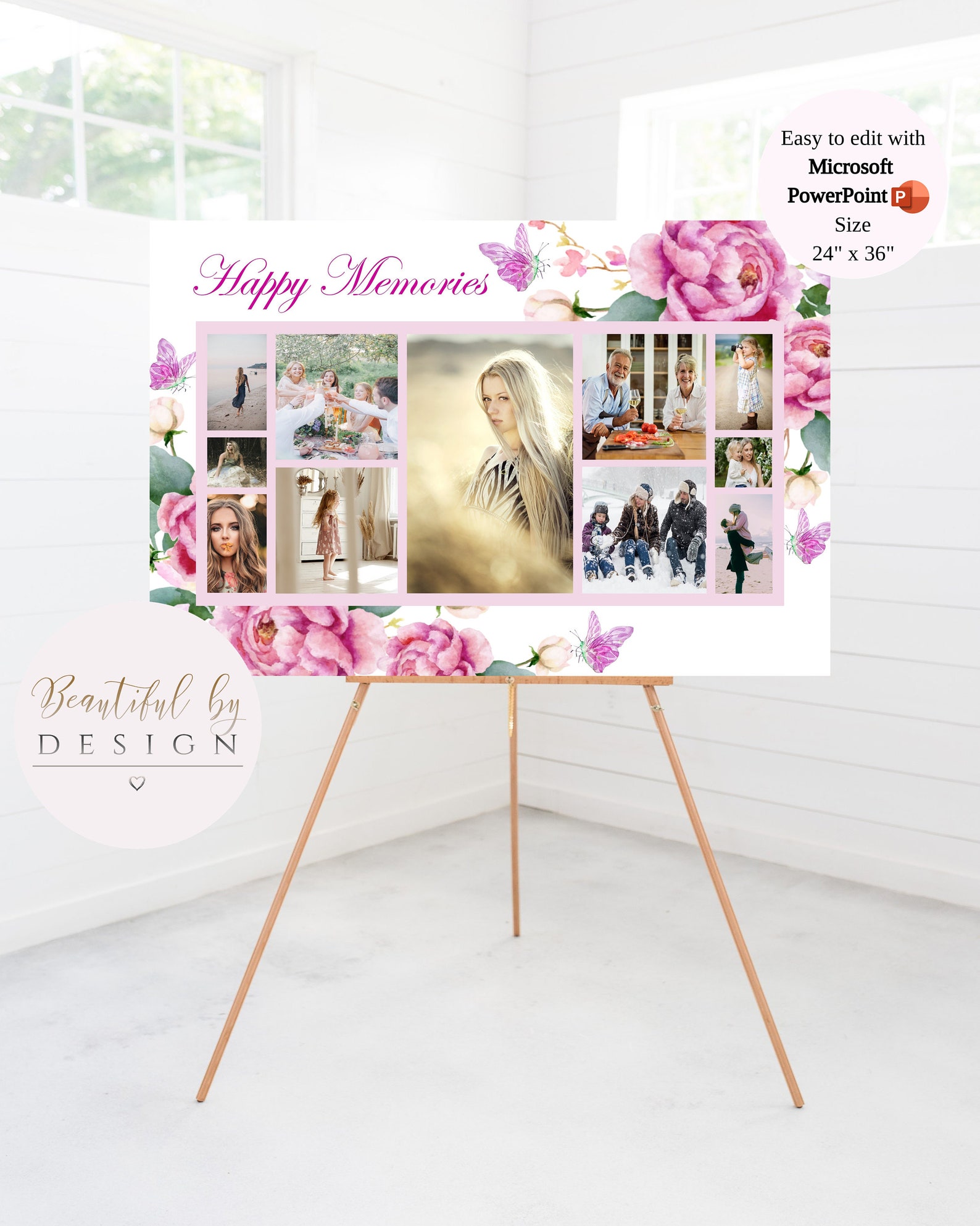 Floral Memorial Photo Collage Template Large Memorial Sign - Etsy