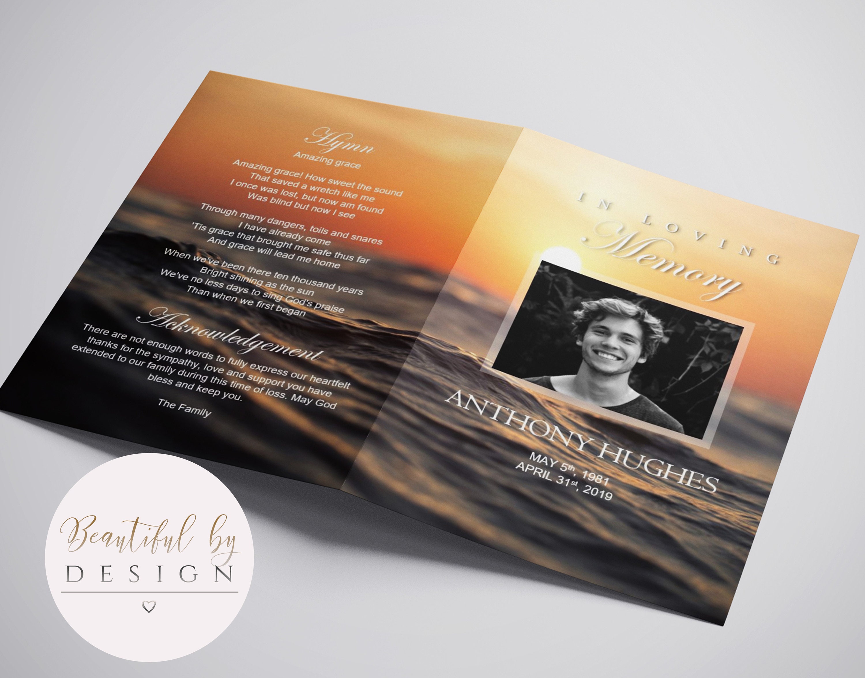 4 Page Sunset Funeral Program Template Celebration of Life | Etsy