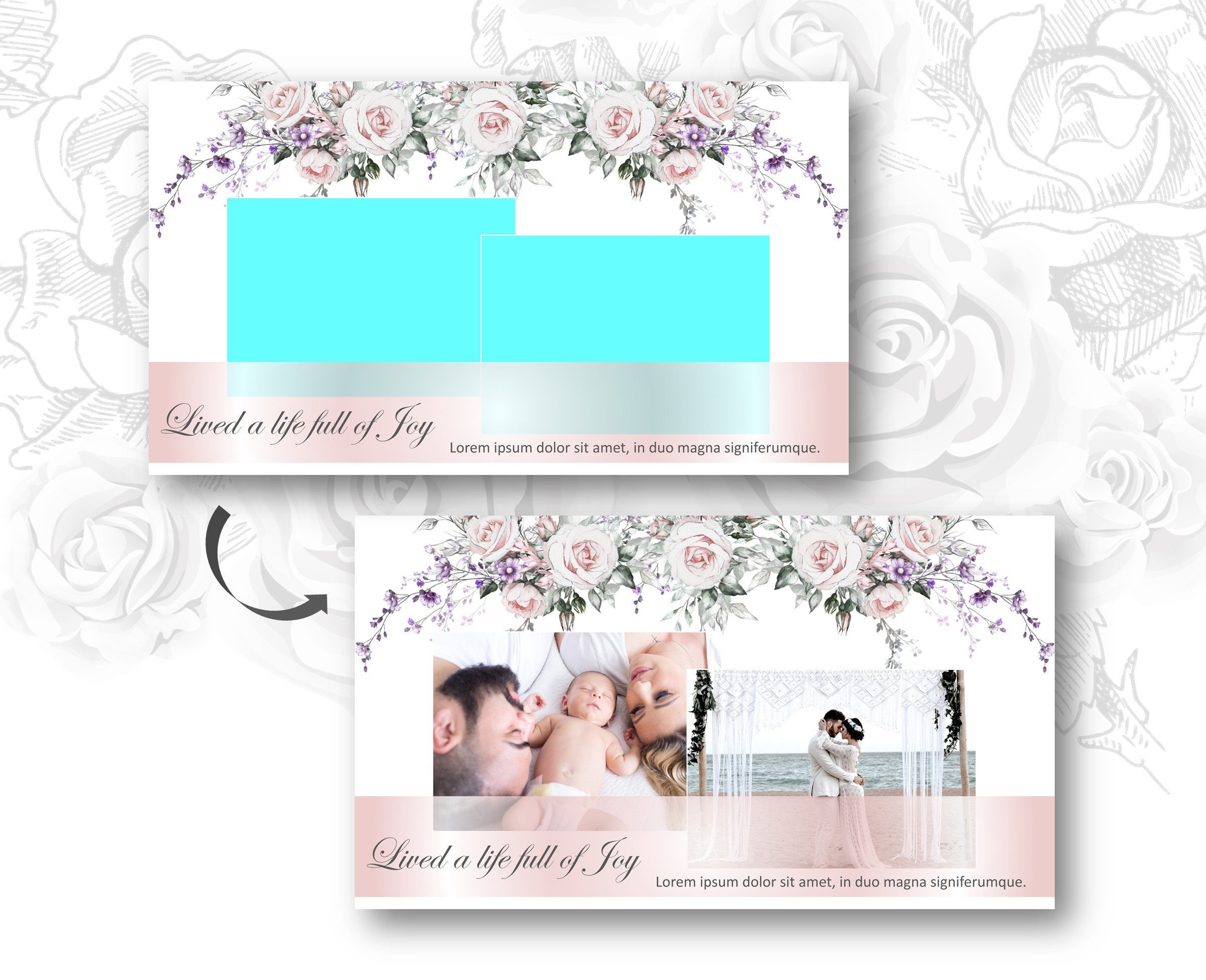 Watercolor Flowers Powerpoint Presentation Template Funeral - Etsy