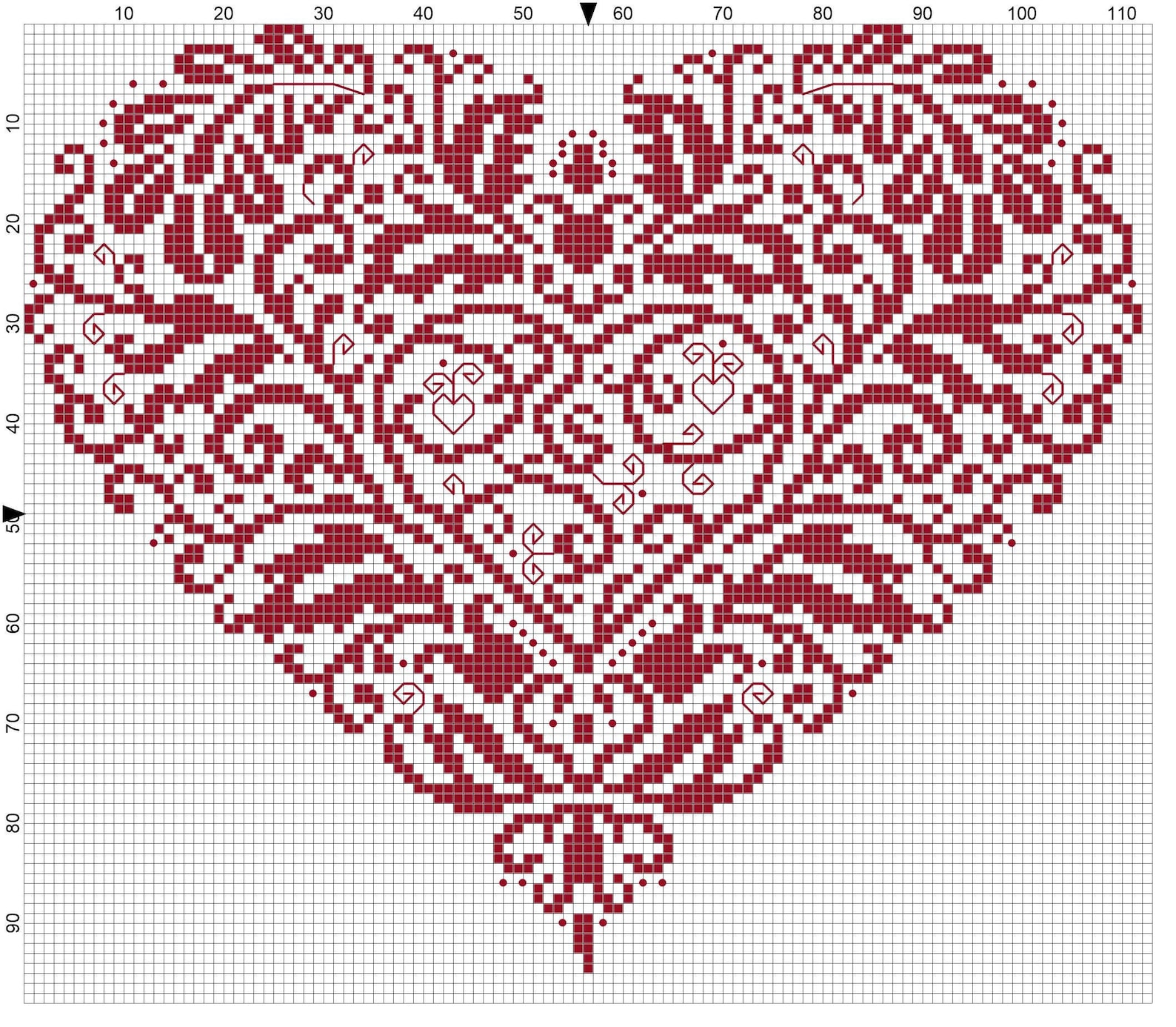 Filigree Heart Cross Stitch Pattern Romance Valentine - Etsy