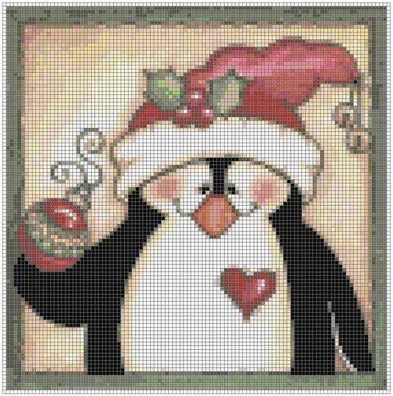 Penguin With Ornament Cross Stitch Pattern Cute Animals - Etsy