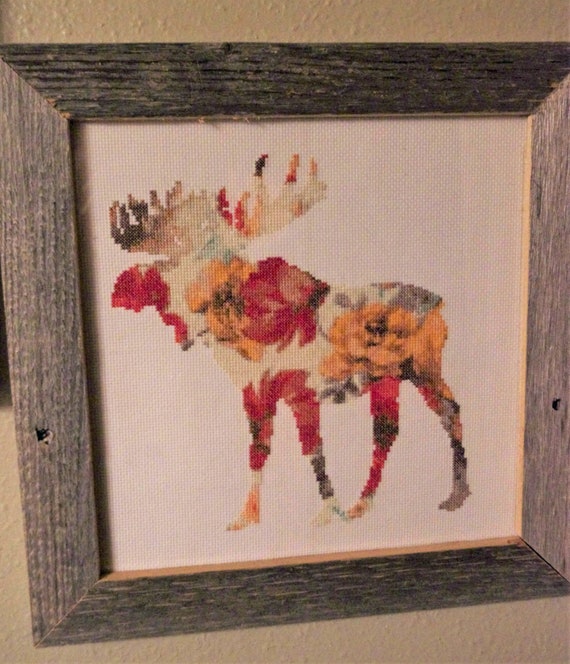 Floral Moose Cross Stitch Pattern Wildlife Nature Moose | Etsy