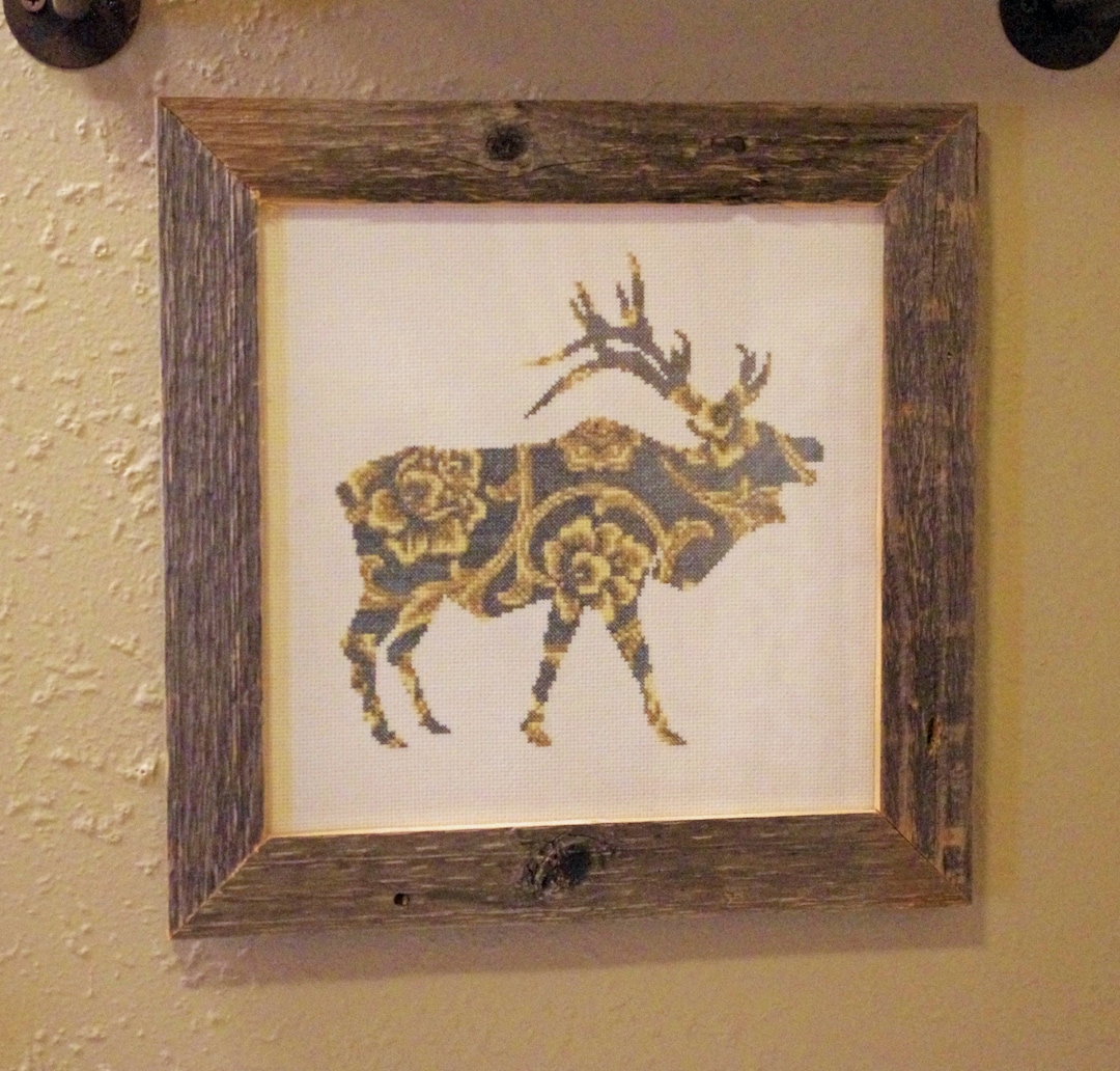 Floral Elk Cross Stitch Pattern, Nature, Wildlife, Elk, Floral, Flower ...