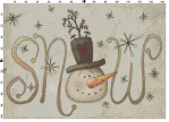 Snow Cross Stitch Pattern Winter Snowman Cute - Etsy