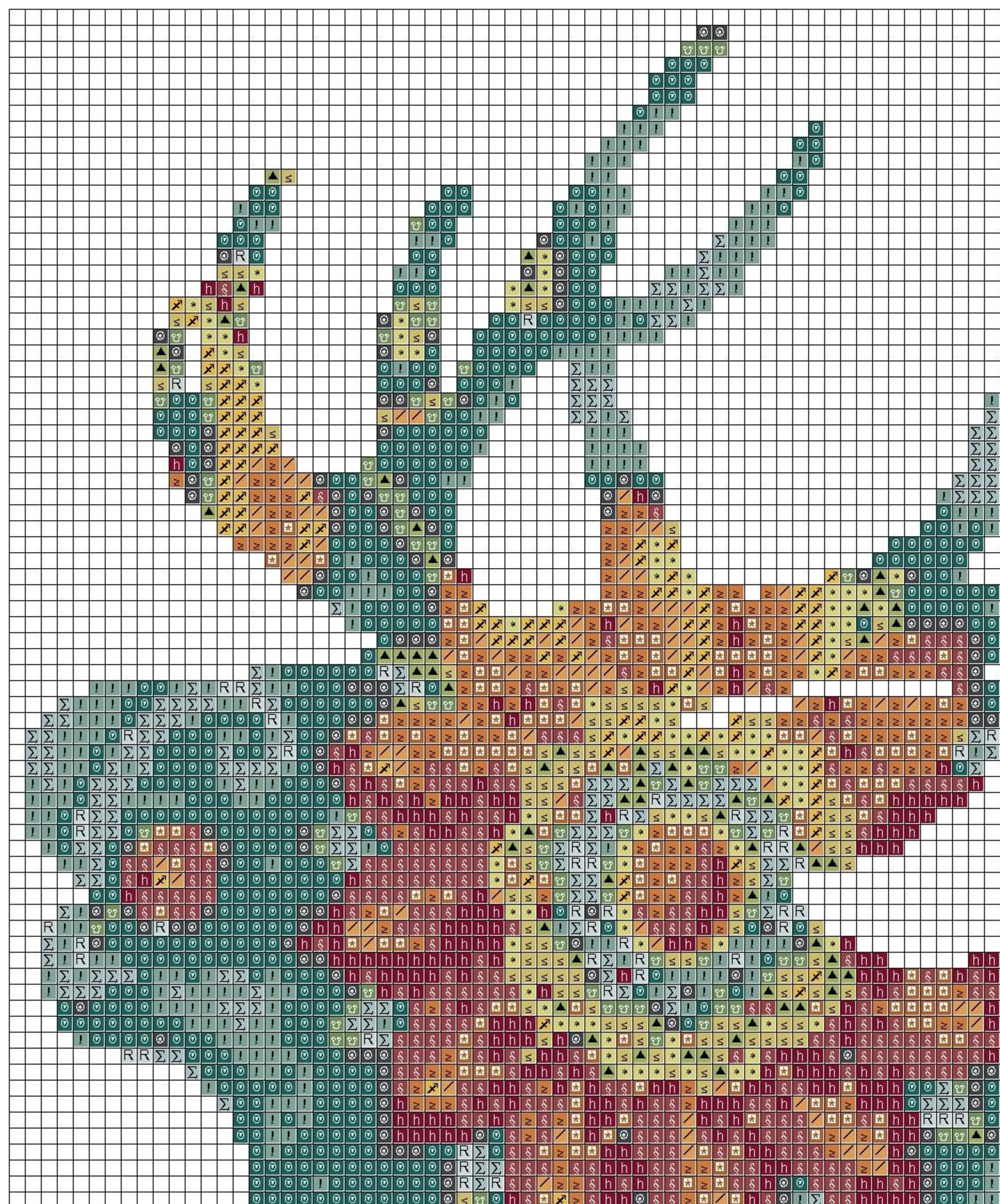 Floral Elk Head Cross Stitch Pattern, Needlepoint, Nature, Wildlife ...
