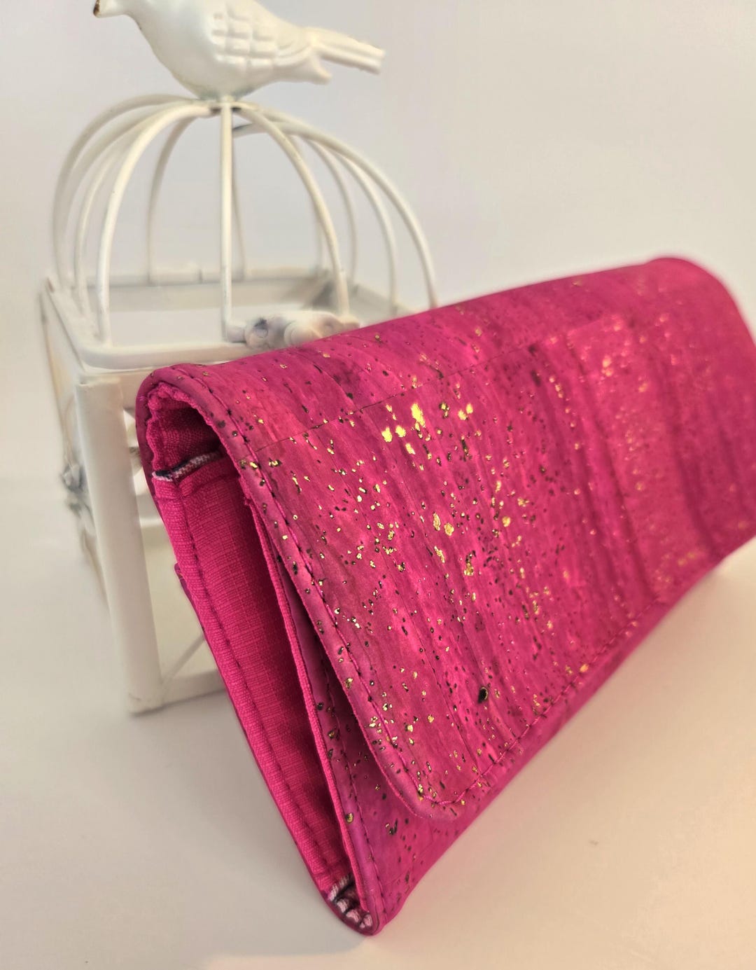Pink Gold Flake Cork Wallet With Handle - Etsy