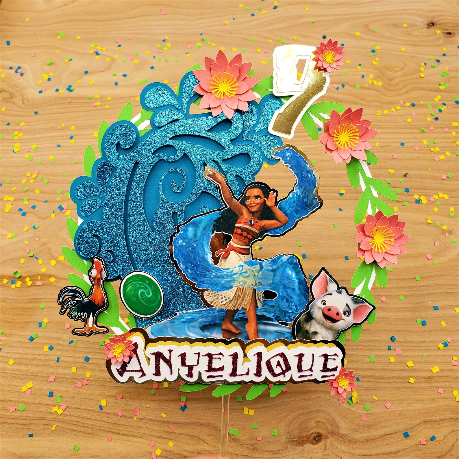 MOANA CAKE TOPPER Moana Cake Topper With Movement Moana - Etsy