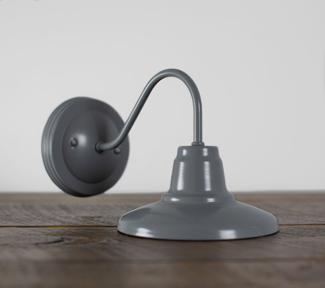 Mini Wall Sconce With Gooseneck - Industrial Grey Finish - Etsy