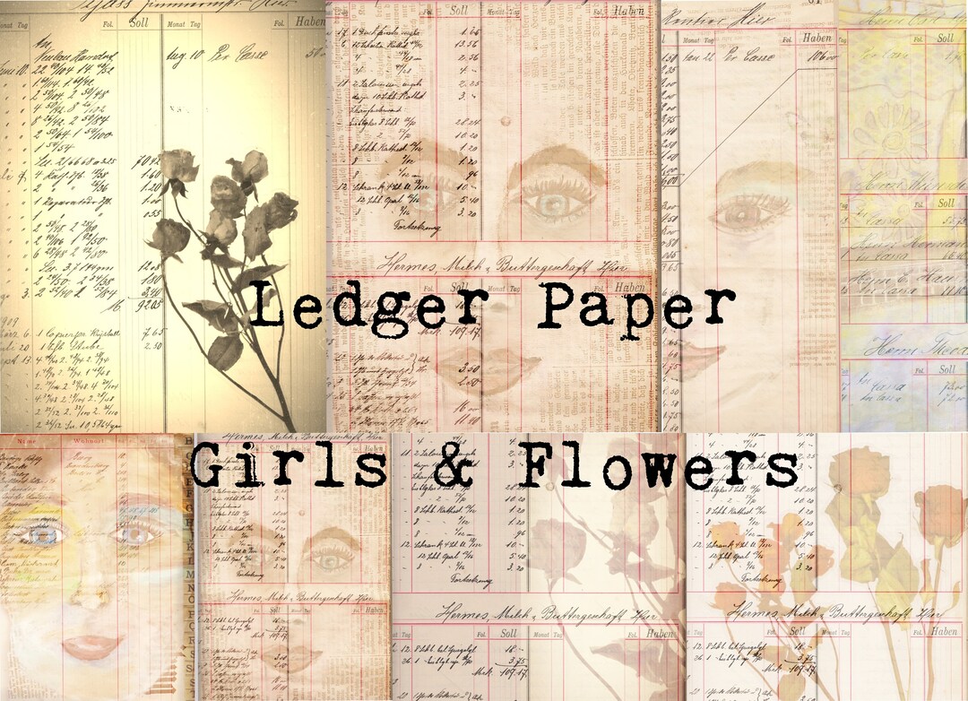 Ledger Paper, Paper for Junk Journal, Journal Backgrounds, Junk Journal ...